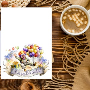 Fun Clown With Balloons Birthday Card/digital Download/printable ...