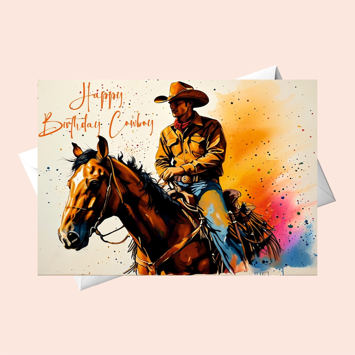 Happy Birthday Cowboy - Greeting Card/happy Birthday Card - Cowboy on ...