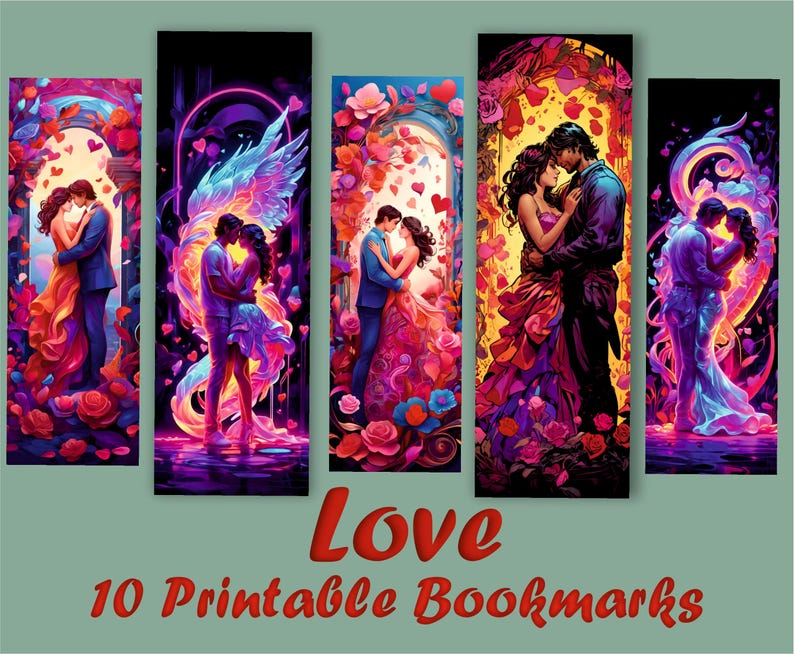 10 Printable Love Bookmarks/bookmark Sheets Jpg/digital Download ...