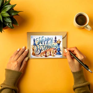 Watercolor Chess - Happy Birthday Card/digital Download/printable ...