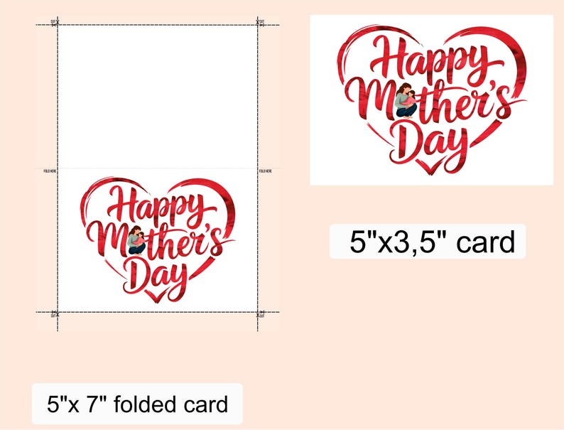 Big Red Heart Happy Mother's Day Digital Greeting Card | Instant ...