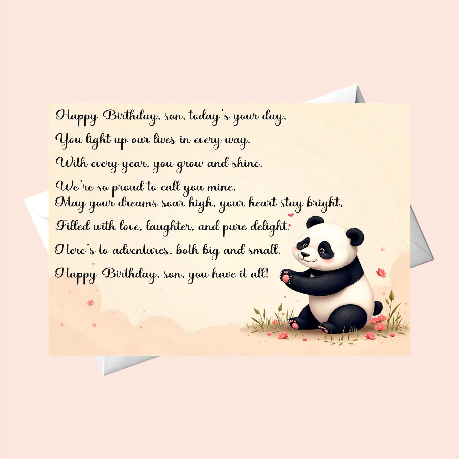 Son's Birthday Poems on a Panda Card/happy Birthday Card/printable ...