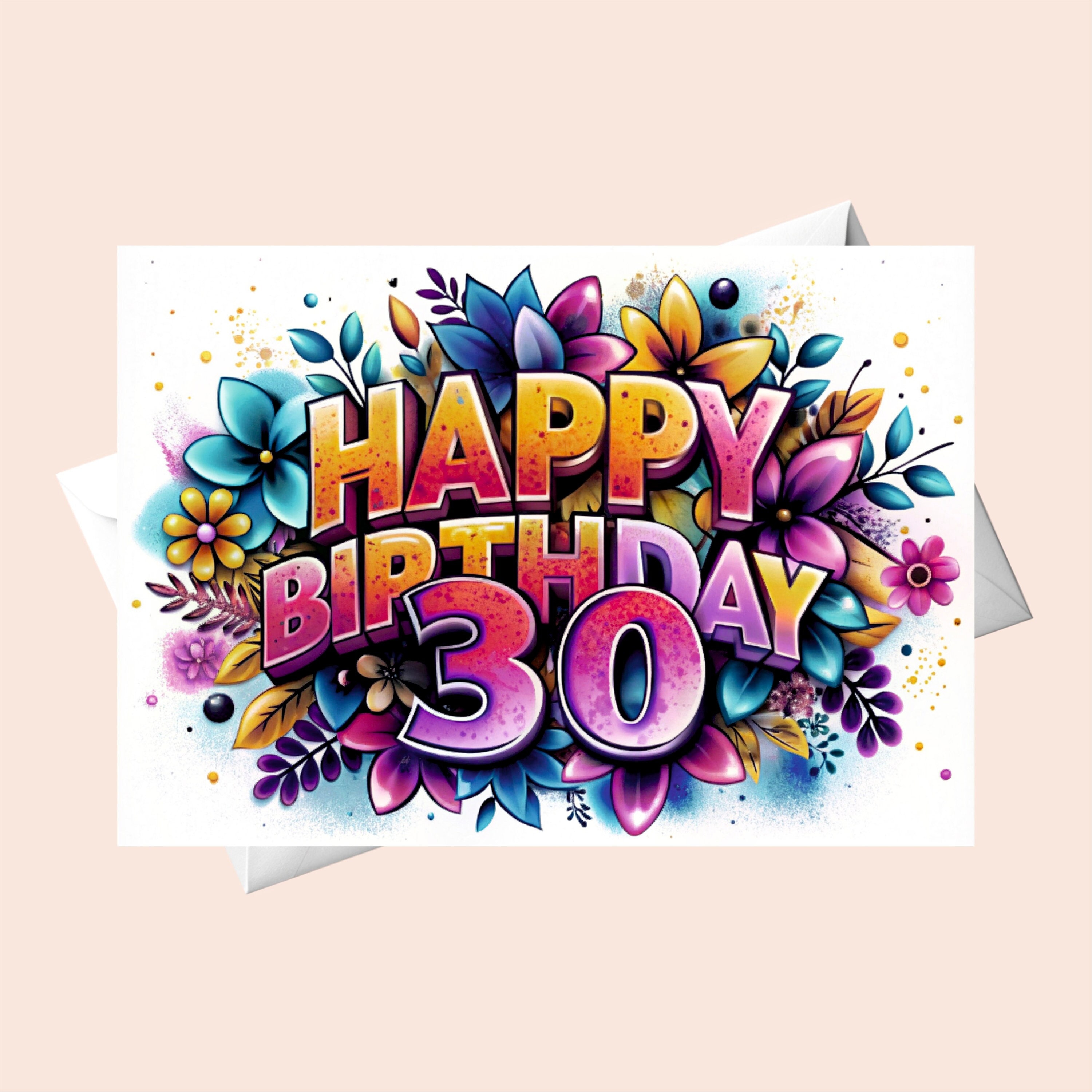 30th Birthday Card - Colorful Greeting / Original Birthday Card ...