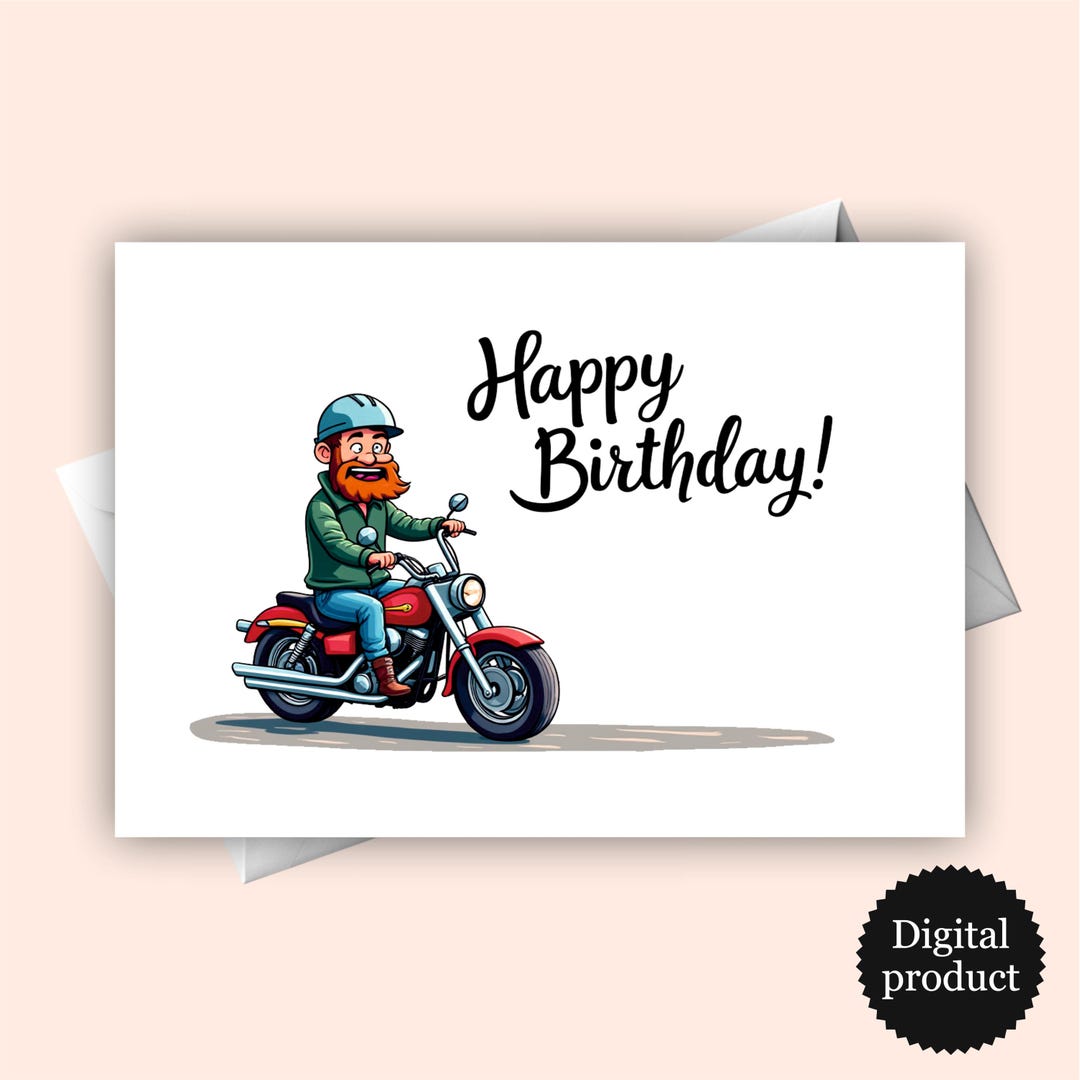 Happy Birthday Biker Card | Digital Motorcycle Greeting | Happy Biker ...