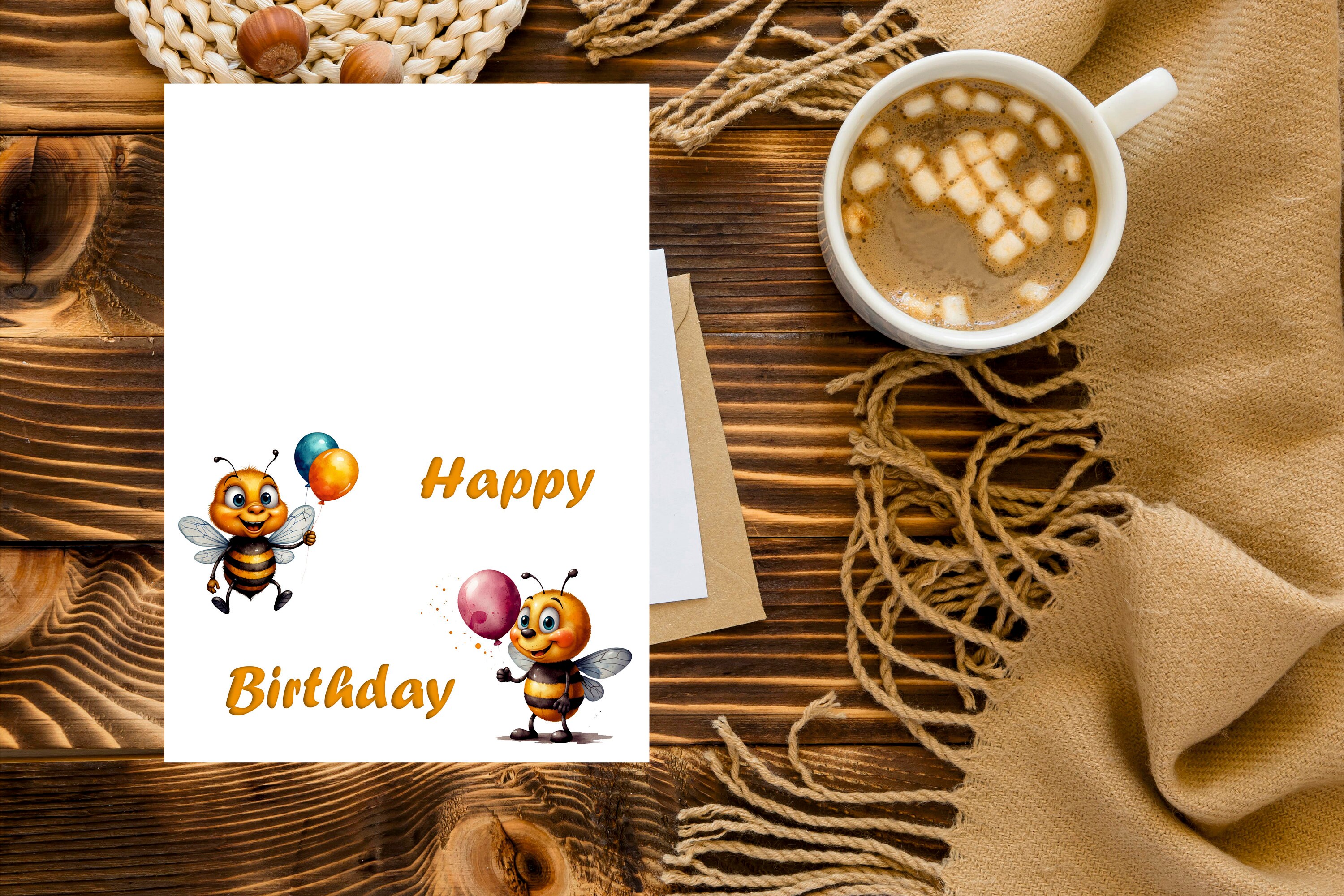 Kids Birthday Card With Funny Bees / Birthday Card With Colorful ...
