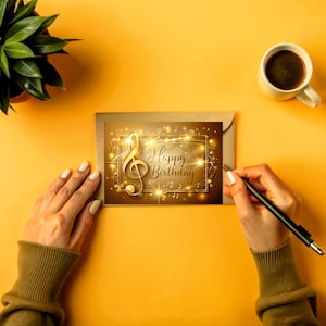 Happy Birthday Musical Notes Digital Card – Unique Birthday Greeting ...