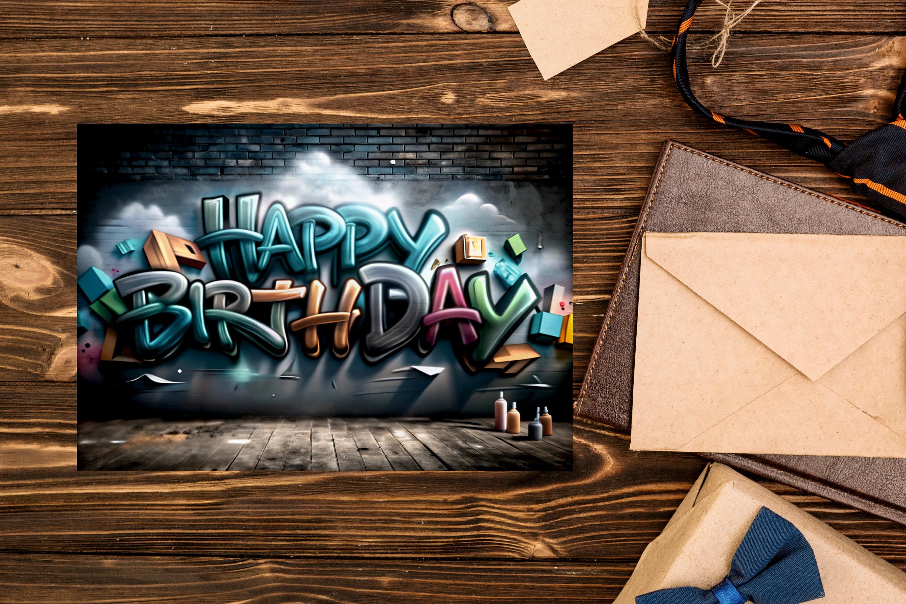Graffiti Happy Birthday Card/graffiti Card/digital Birthday Card ...