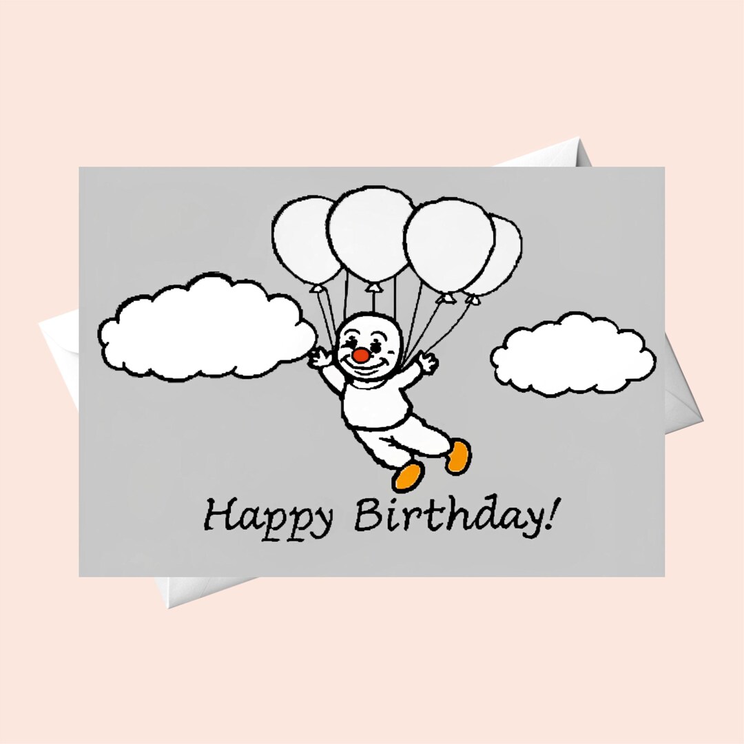 Clown With Balloons Happy Birthday Card/digital Download/birthday Card ...