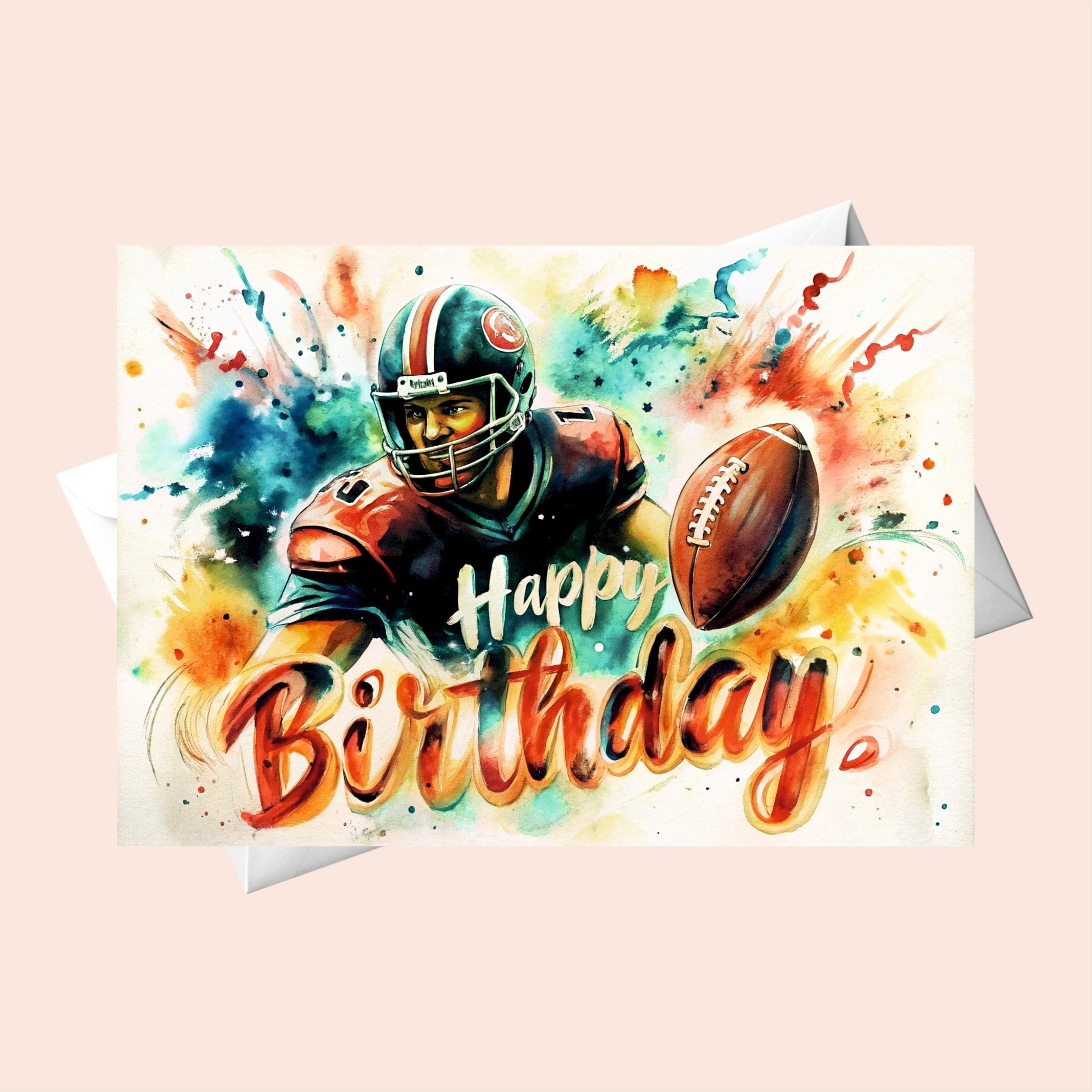 American Football - Happy Birthday Card/running Player Digital Card ...