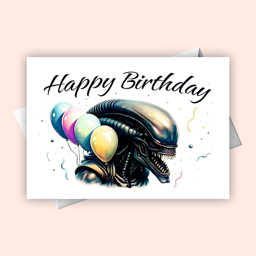 Alien With Balloons Birthday Card – Digital Happy Birthday Greeting for ...