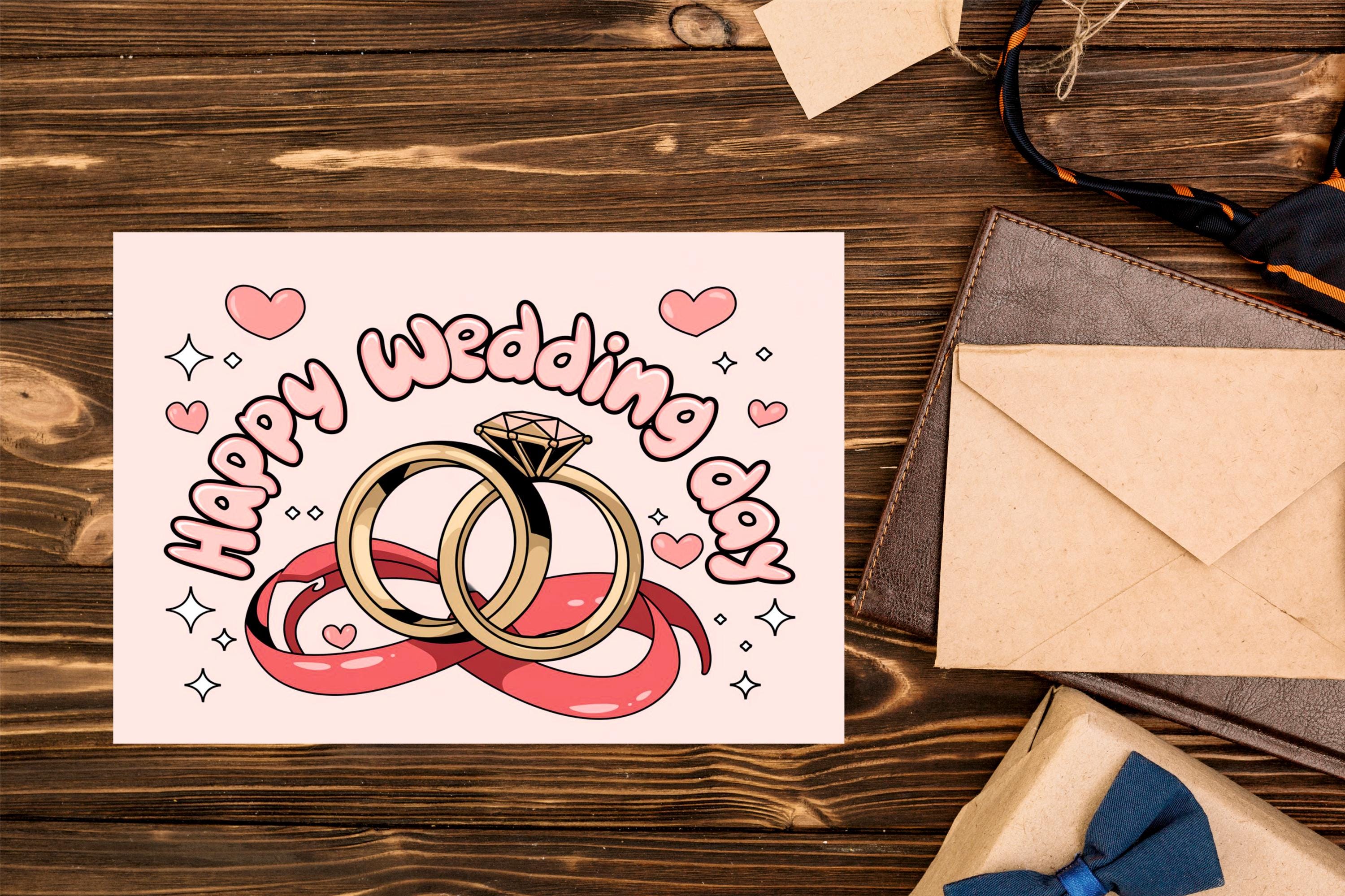 Printable Wedding Card | Happy Wedding Day Digital Card PDF – Instant ...