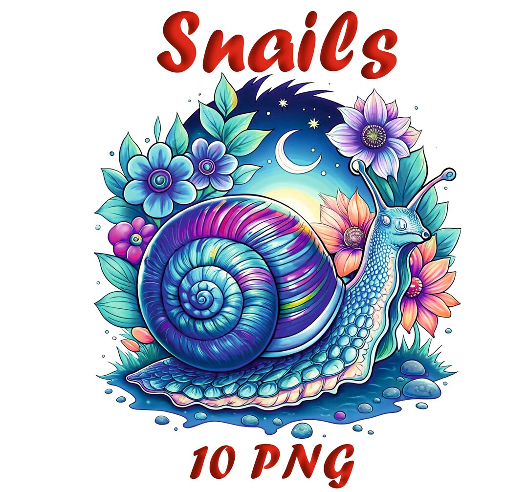 Snails Watercolor Clip Art – 10 PNG Cute Painted Nature Illustrations ...