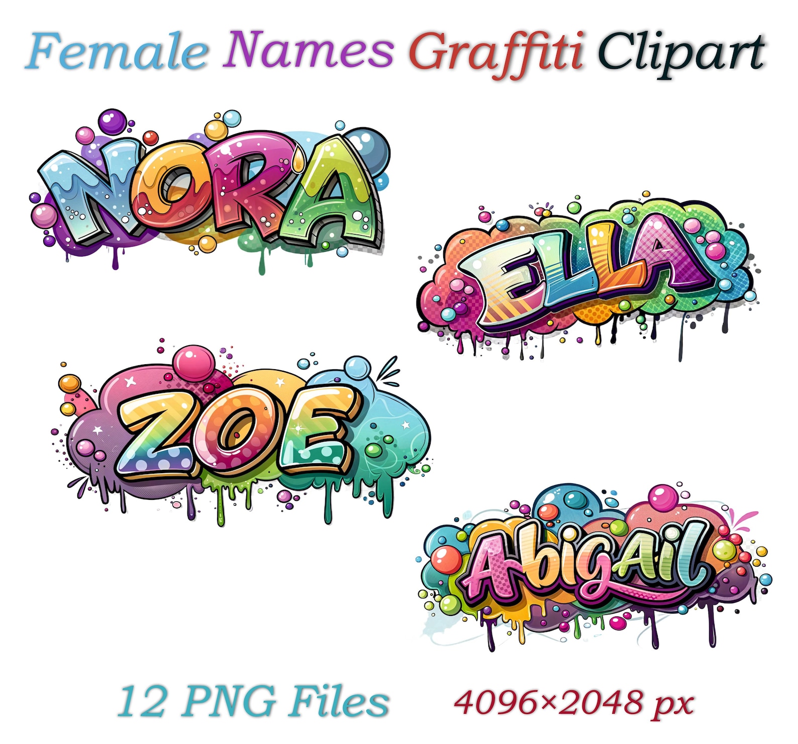 Graffiti Girls Names Art Set - Etsy