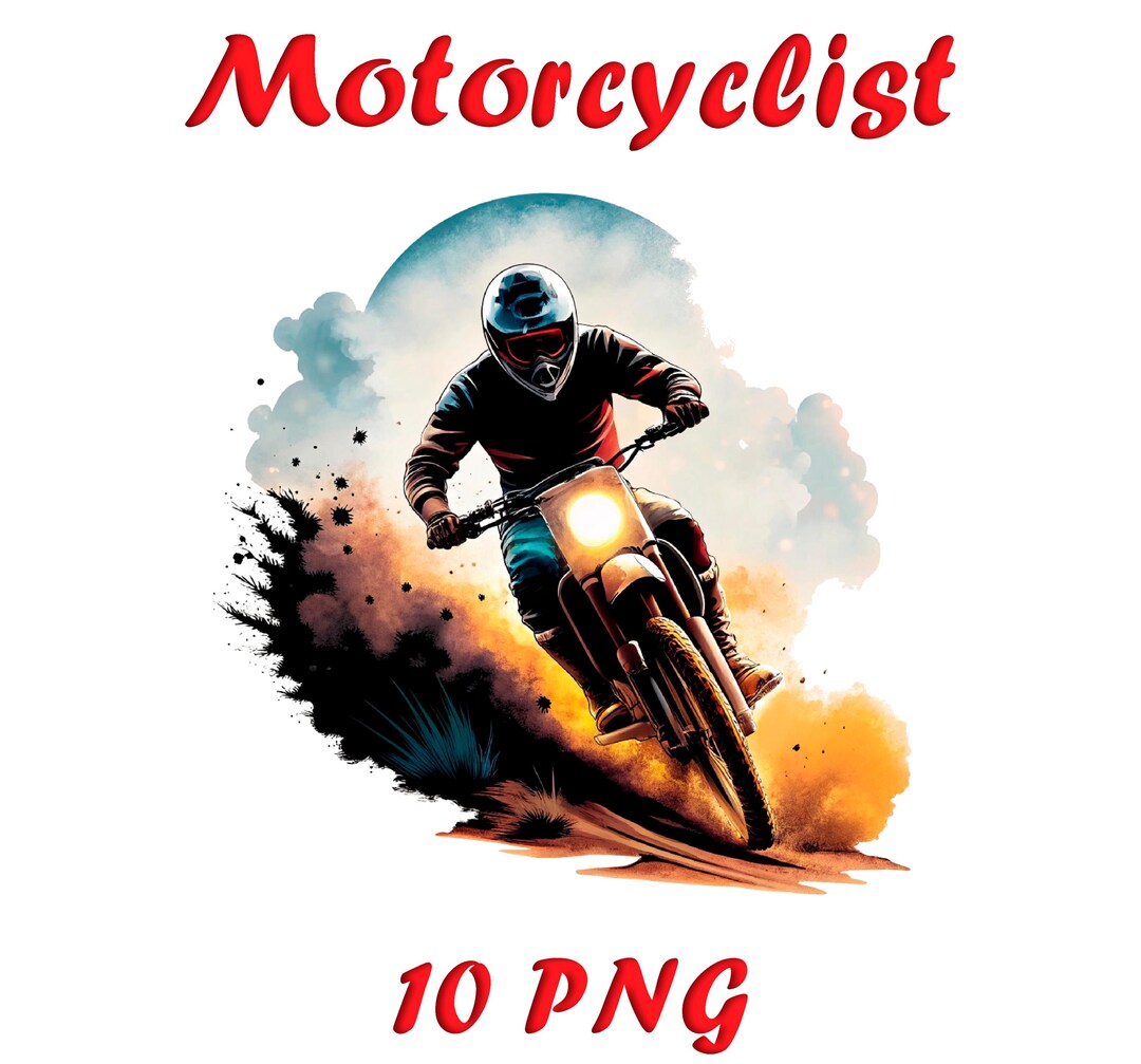 Motorcyclist Watercolor Clip Art | Biker PNG | Motorcycle Art Pack | 10 ...
