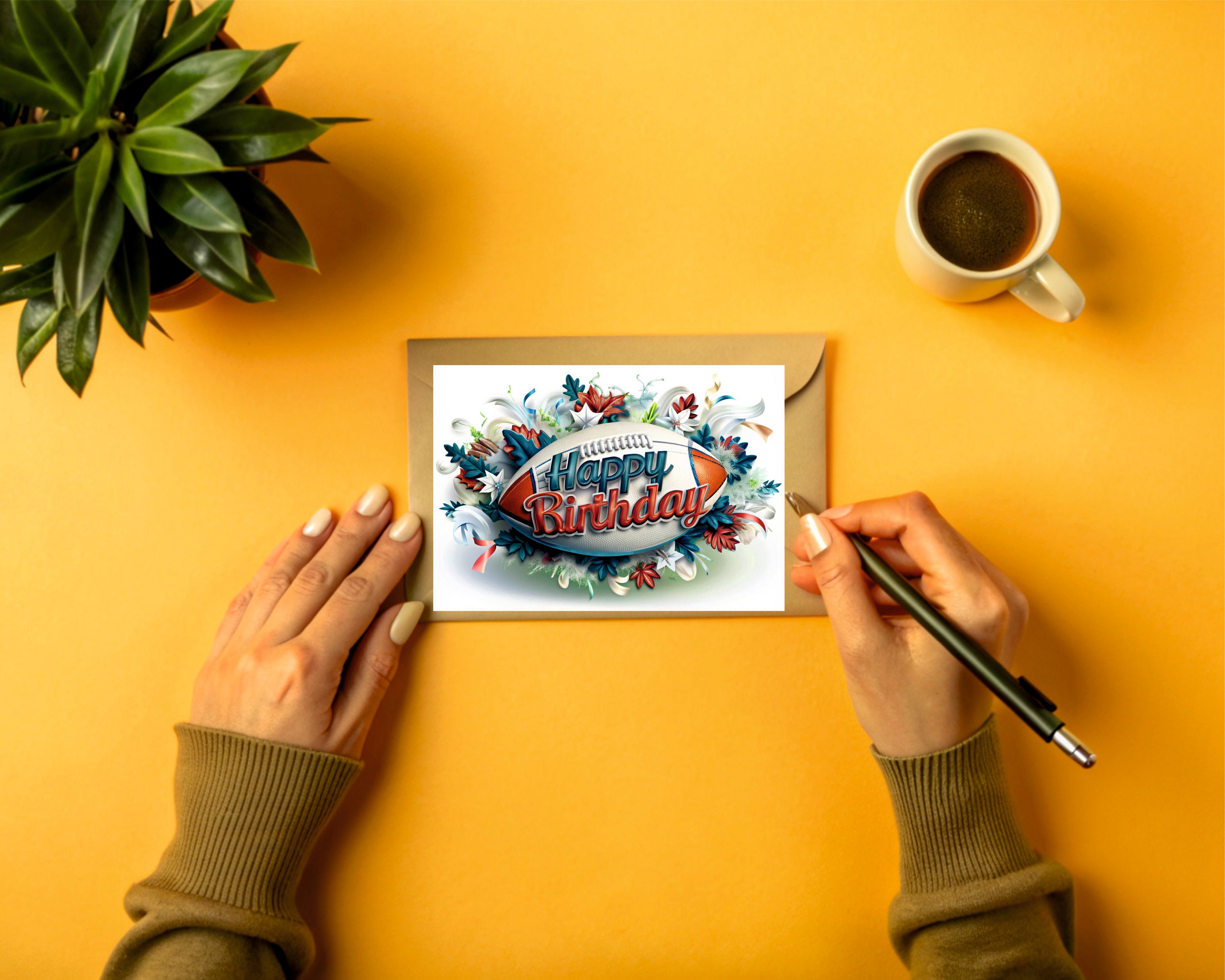 Happy Birthday Card - American Football Ball/running Player Digital ...