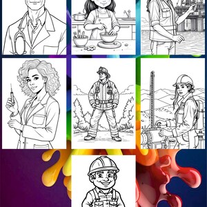 Professions Coloring Book 25 Pieces/coloring Pages for Adults and ...