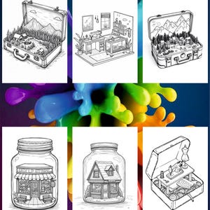 40 Miniature Rooms and Houses Coloring Pages | Cozy and Detailed ...