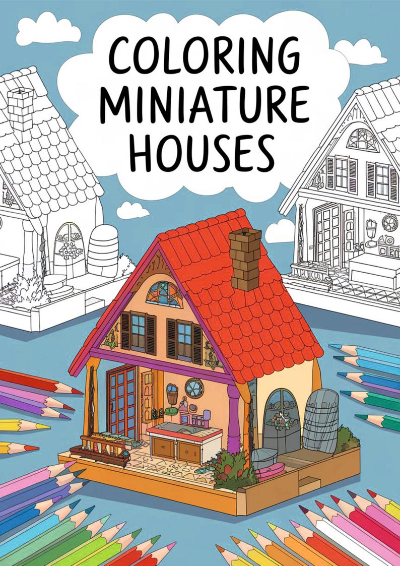 40 Miniature Rooms and Houses Coloring Pages | Cozy and Detailed ...