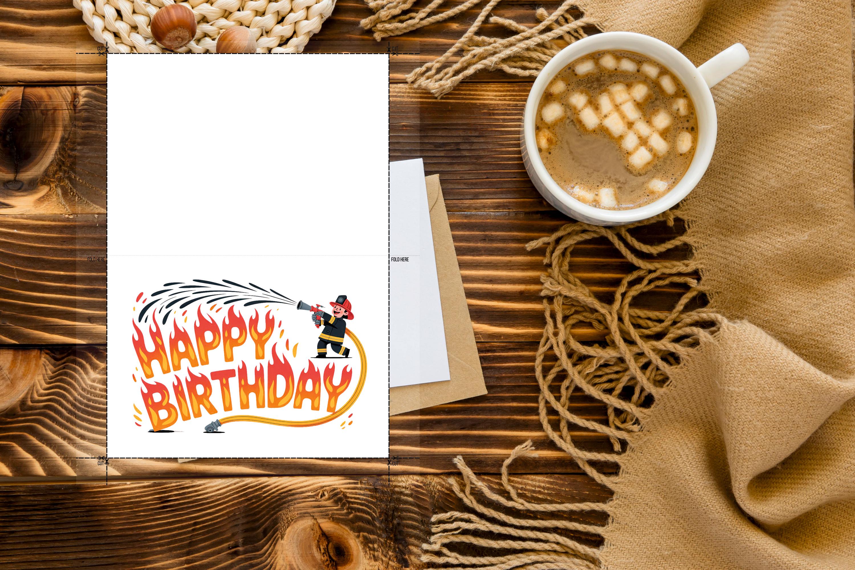 Funny Firefighter Birthday Card: Kids & Adults (digital Download) - Etsy