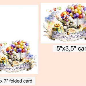 Fun Clown With Balloons Birthday Card/digital Download/printable ...
