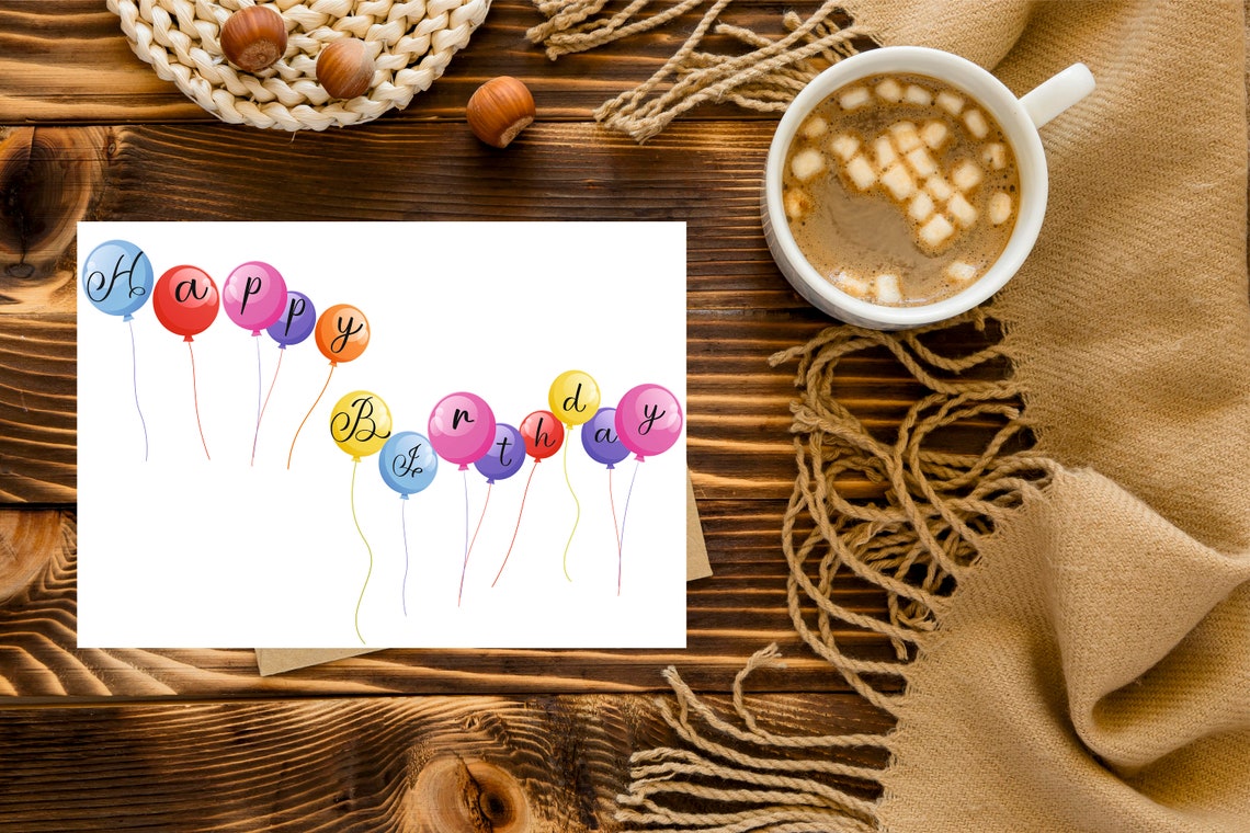 Printable Watercolor Balloons Birthday Card/digital Download/printable ...
