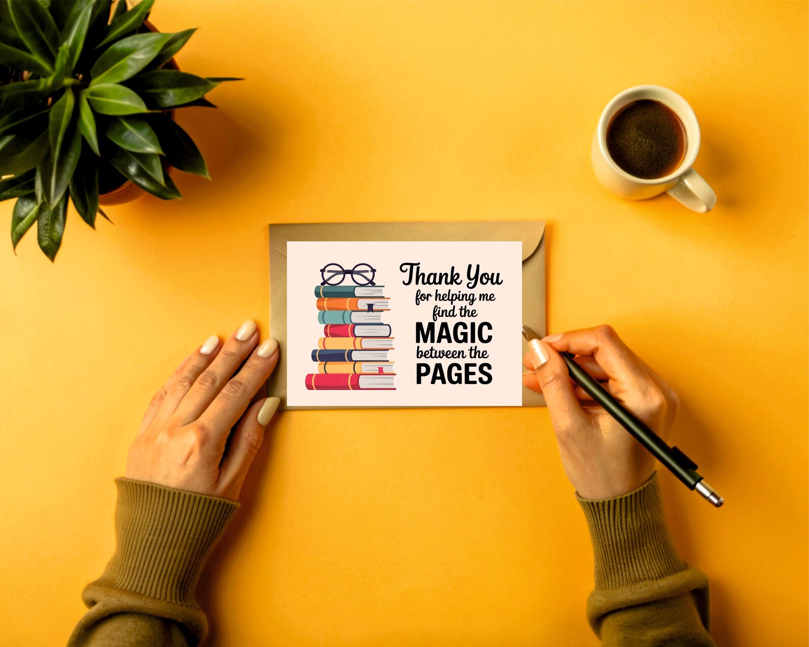Teacher Thank You Card: Magic Between Pages, Book Lover Gift (PDF ...