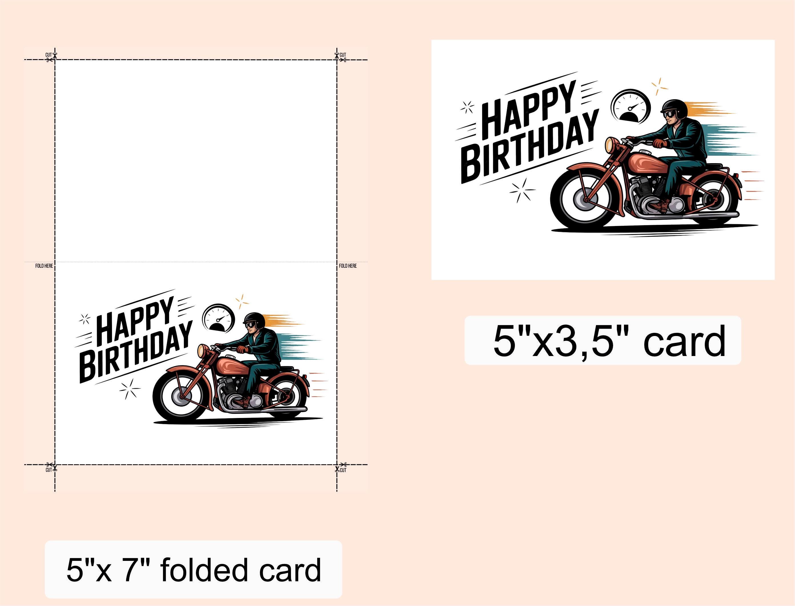 Motorcycle Rider Birthday Card | Digital Download | Biker Happy ...