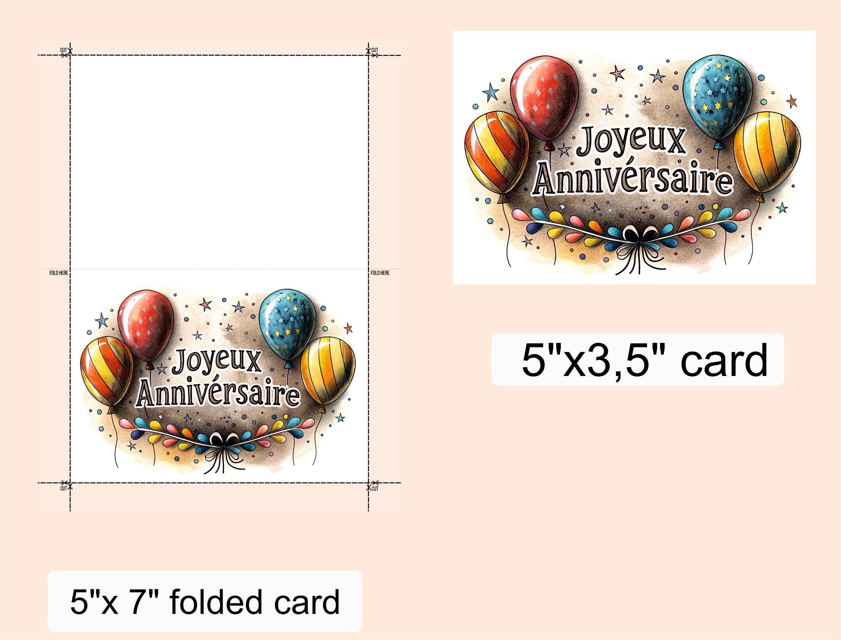 Printable French Birthday Card – Joyeux Anniversaire Balloon Design ...