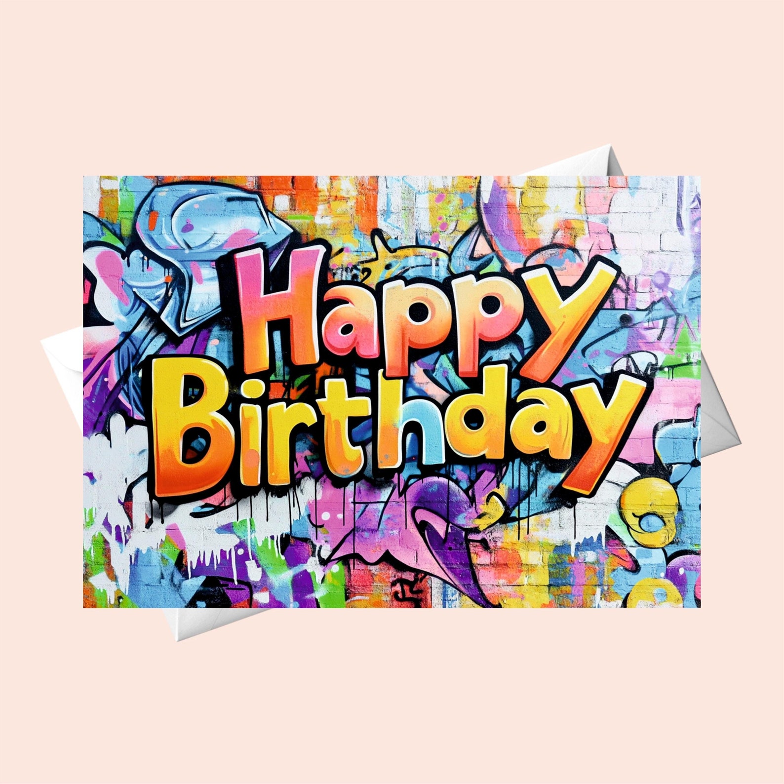Happy Birthday Card - Graffiti Greetings/graffiti Greeting Card/digital Happy Birthday Card ...