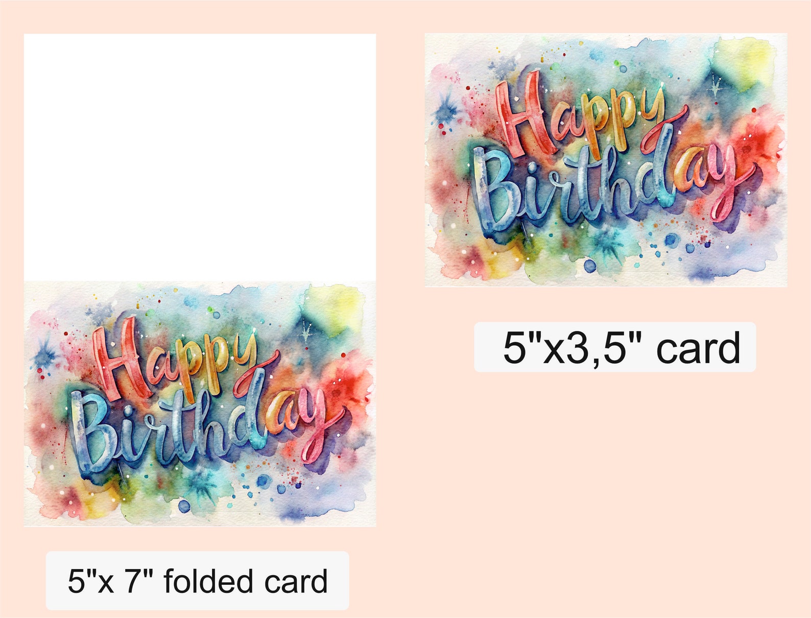 Happy Birthday Card - Watercolor Style/watercolor Card/digital Birthday ...