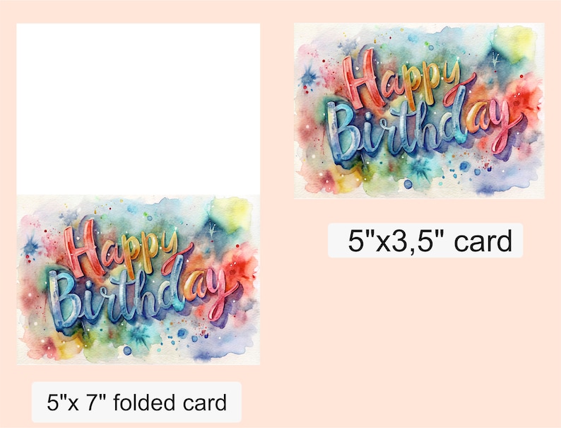 Happy Birthday Card - Watercolor Style/watercolor Card/digital Birthday ...
