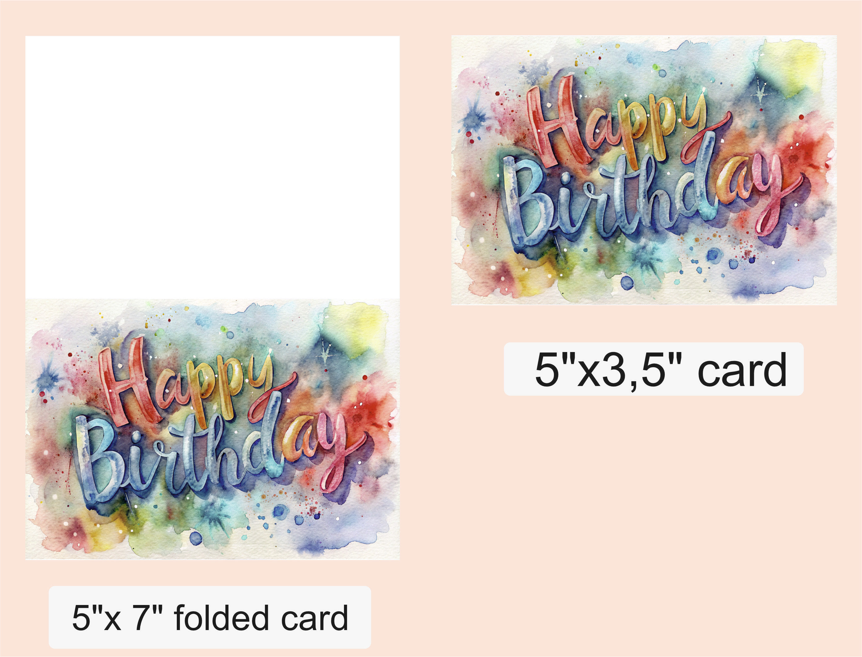 Happy Birthday Card - Watercolor Style/watercolor Card/digital Birthday ...