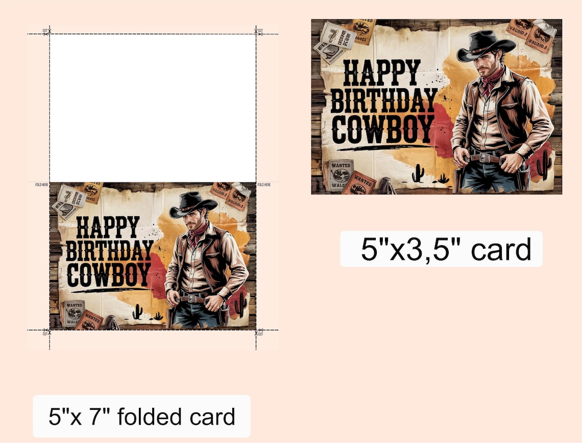 Cowboy Birthday Card: Western Theme Printable (digital Download) - Etsy