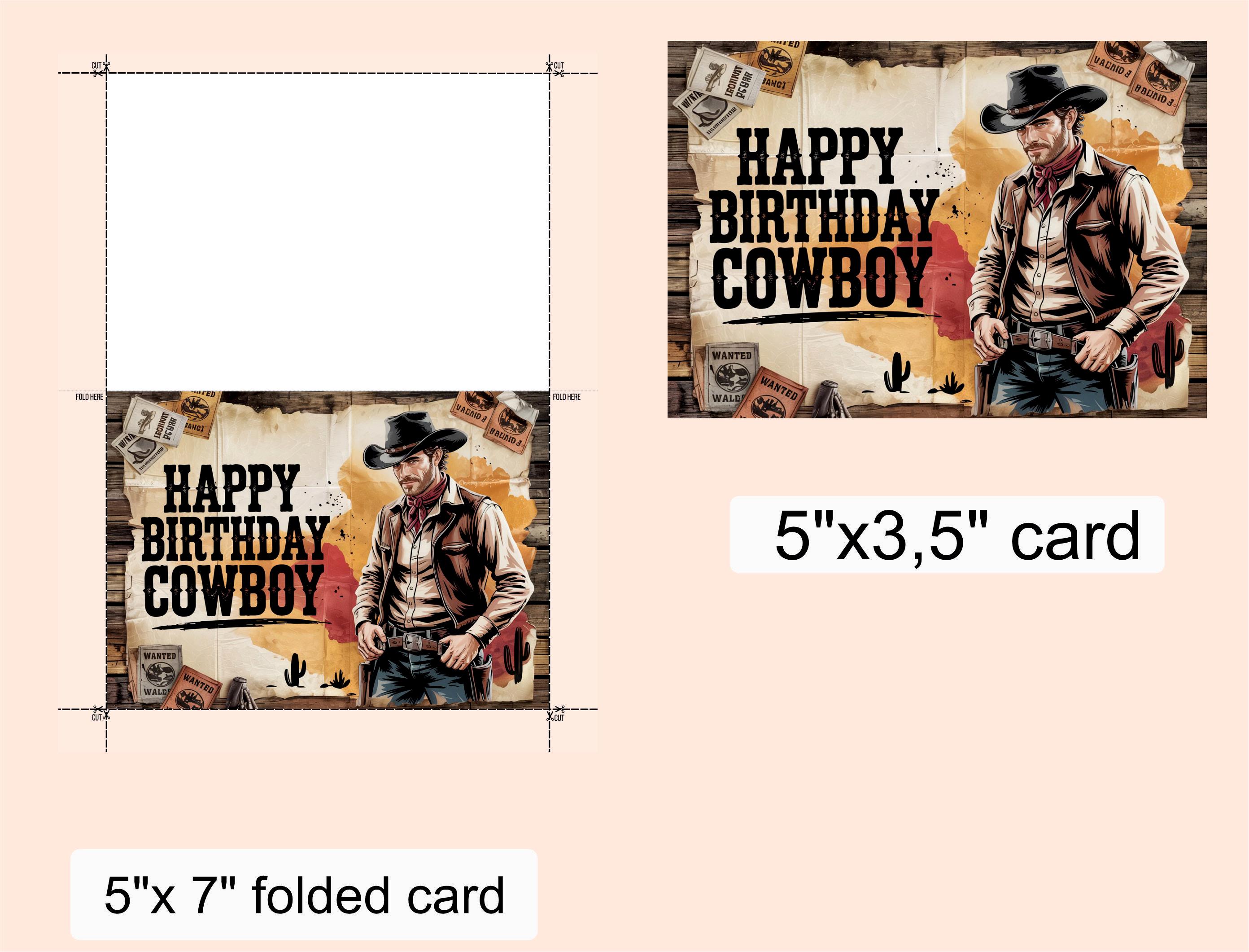 Cowboy Birthday Card: Western Theme Printable (digital Download) - Etsy