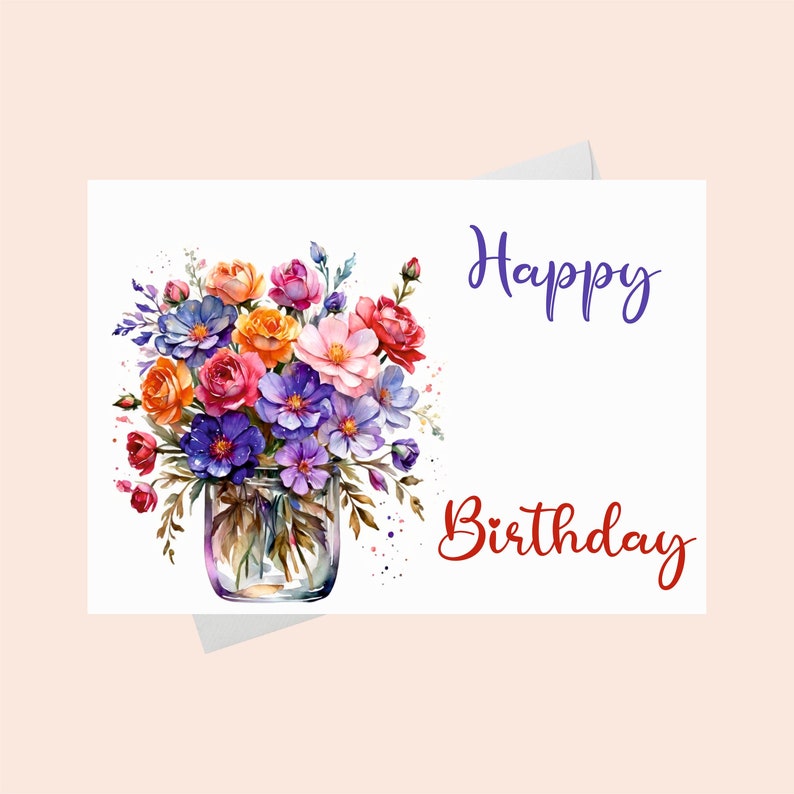 Floral Greeting Card - Happy Birthday / Birthday Card With Beautiful ...
