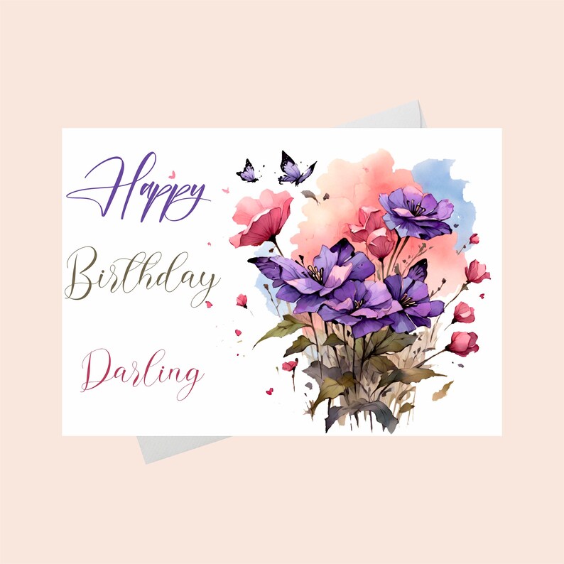 Holiday Greeting Card - Happy Birthday Darling/ Printable Birthday Card ...