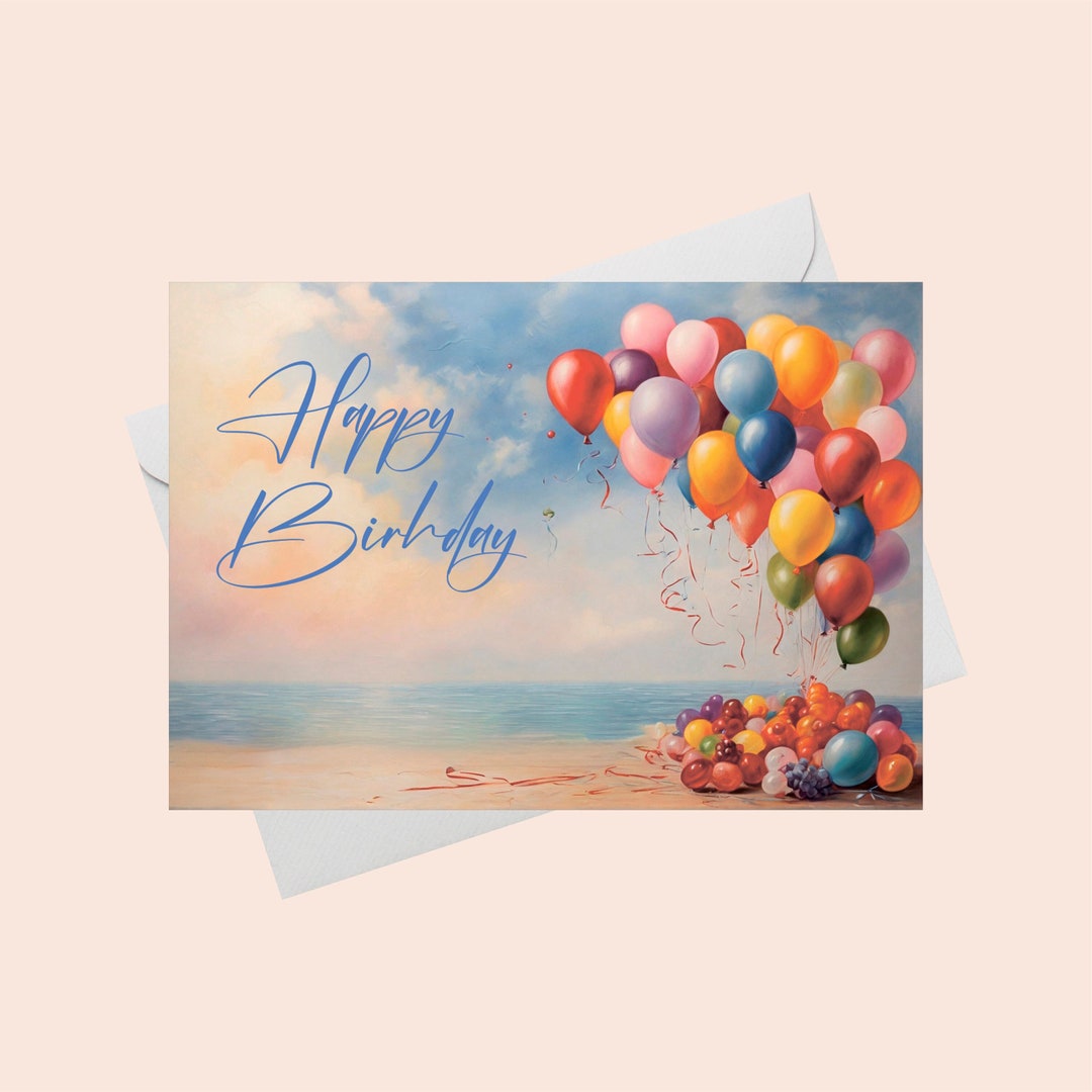 Printable Watercolor Balloons Birthday Card/digital Download/printable ...