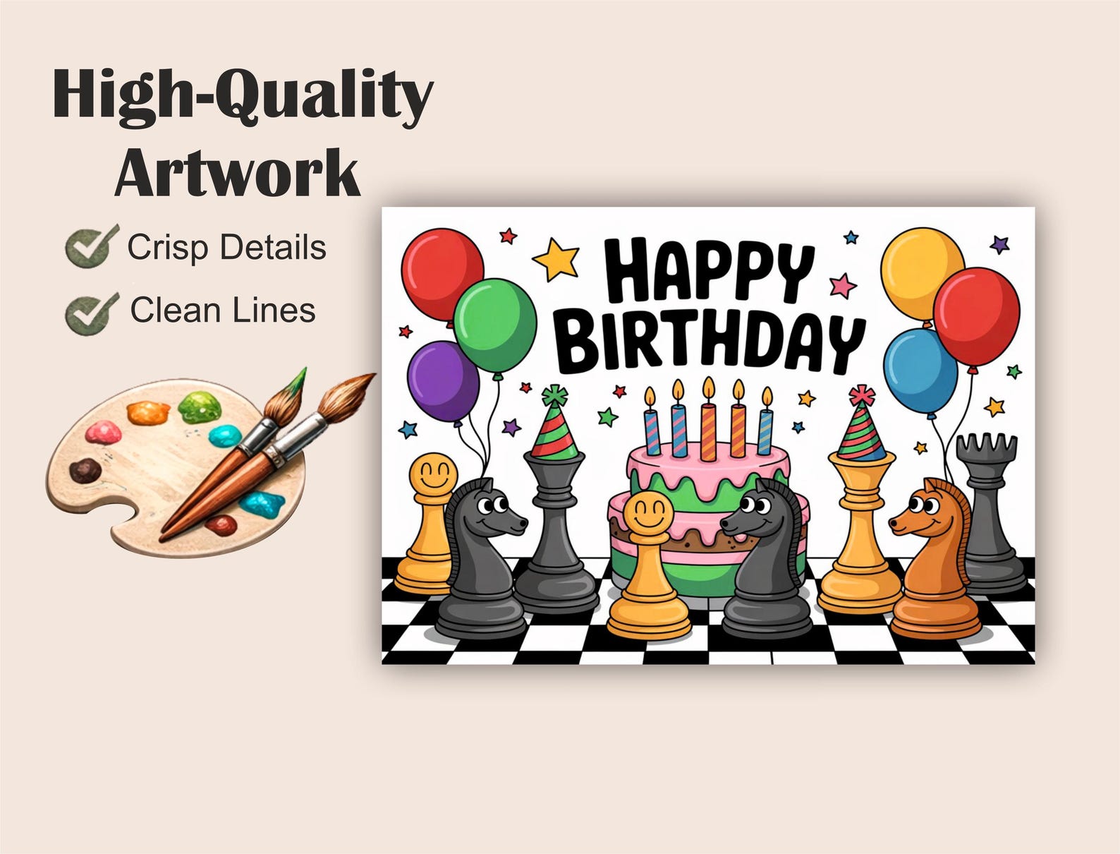 Chess Birthday Card Printable | Funny Checkmate Gift Digital Download ...