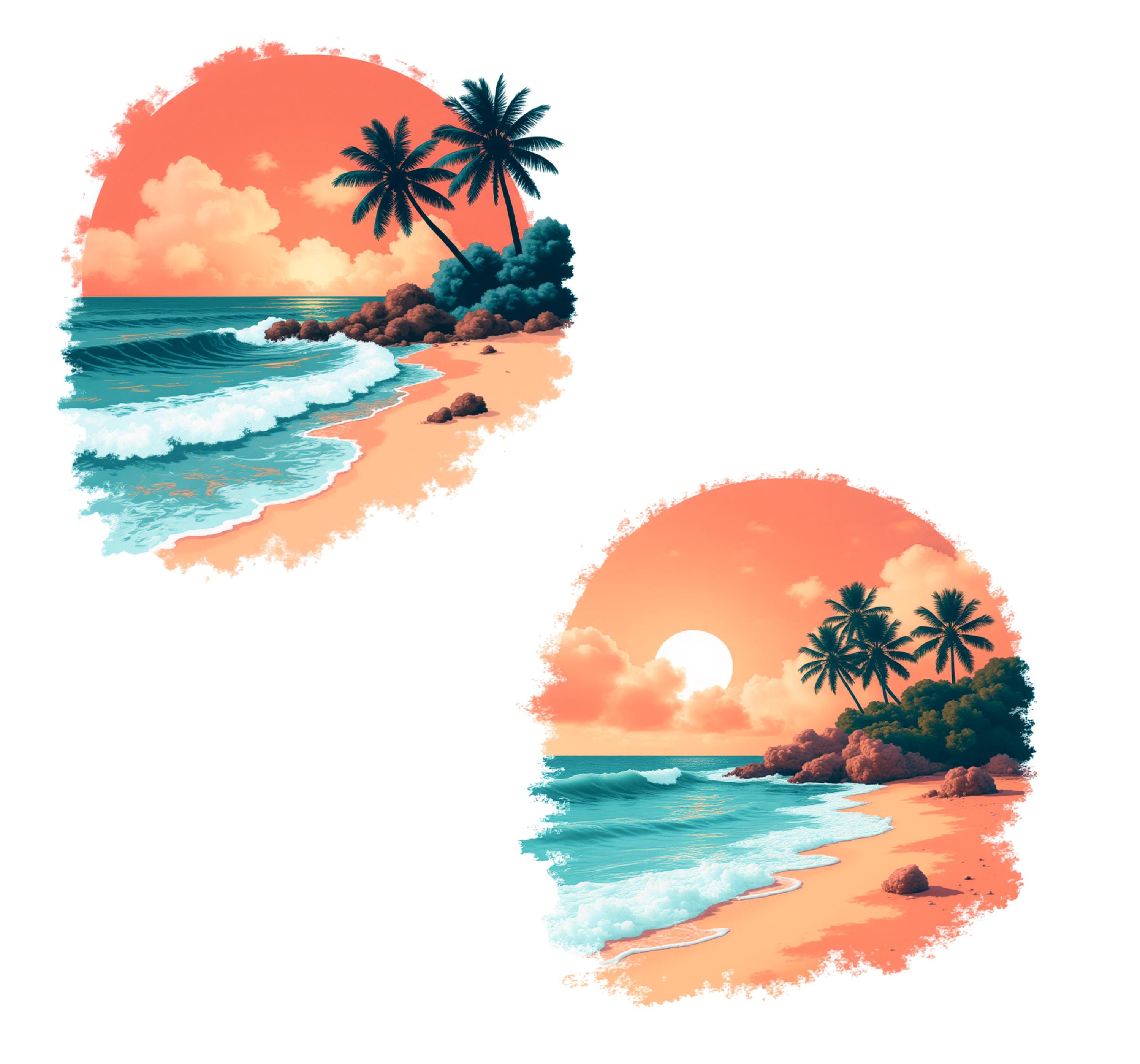 Ocean Beach Watercolor Clip Art 23 PNG | Coastal Summer Digital Art for ...