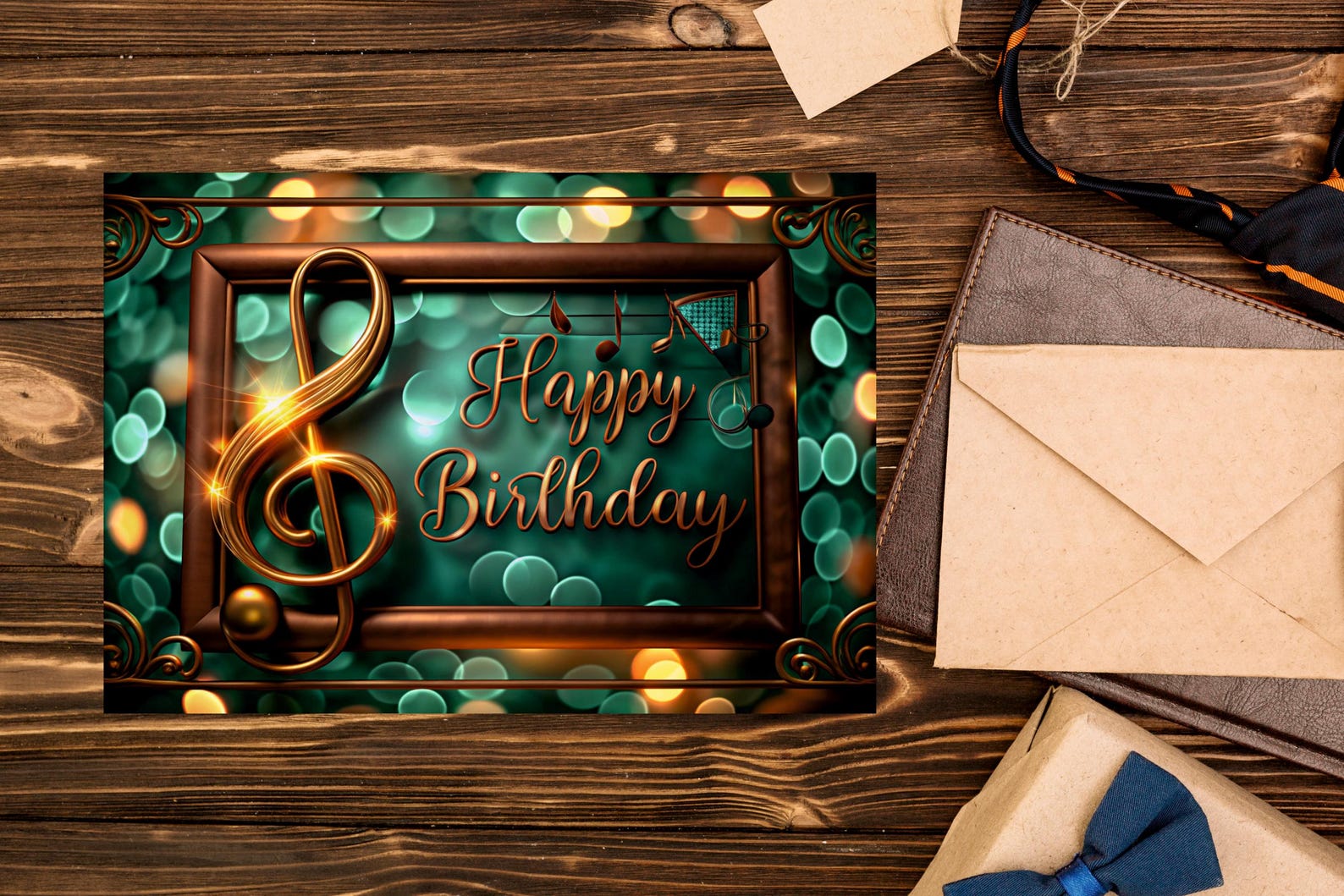 Happy Birthday With Treble Clef Digital Greeting Card - Music Theme ...