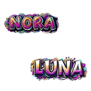 Female Graffiti Names Clipart Pack for Stickers and Birthday Labels - Etsy