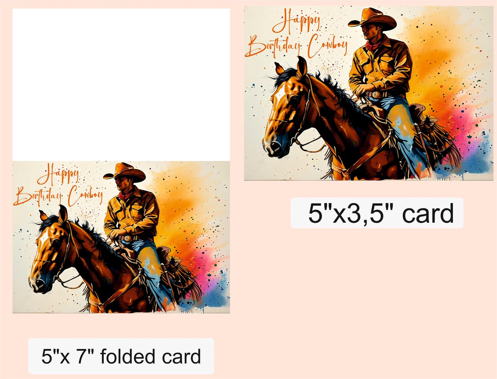 Happy Birthday Cowboy - Greeting Card/happy Birthday Card - Cowboy on ...