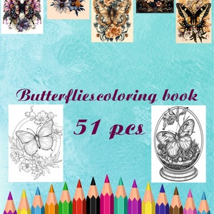 51 Beautiful Butterfly Coloring Pages / Coloring Book for Adults and ...