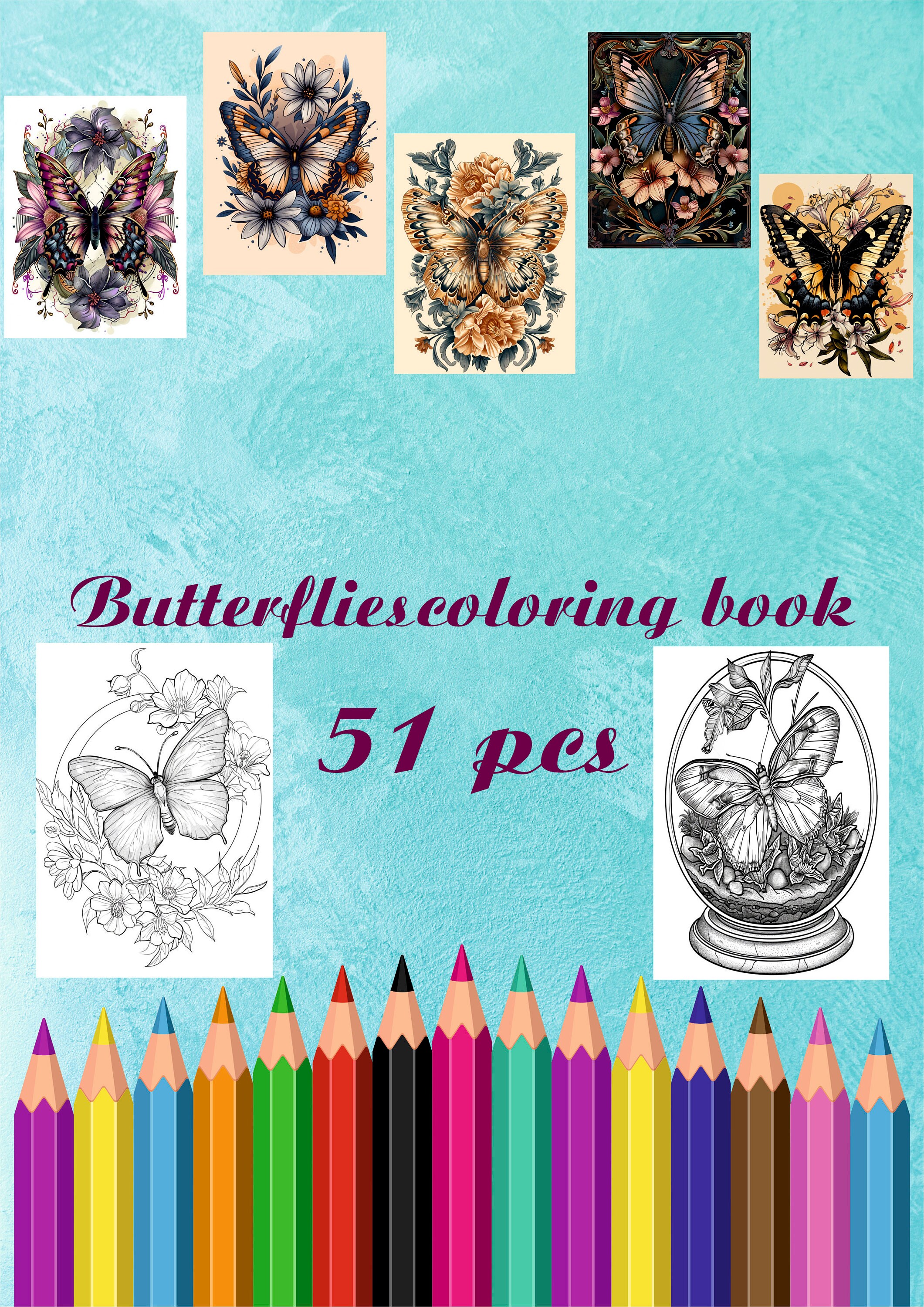51 Beautiful Butterfly Coloring Pages / Coloring Book for Adults and ...