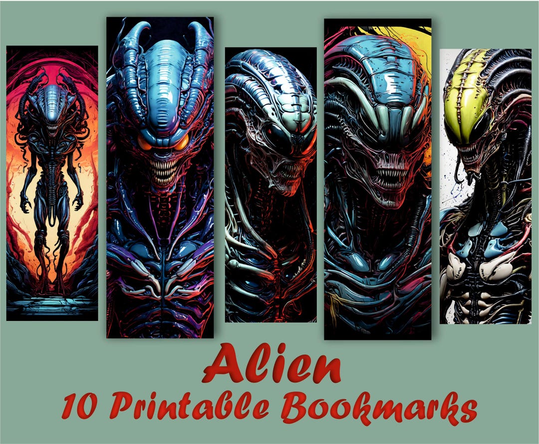 Alien Bookmarks: Sci-fi Printable Bookmark Set (digital Download) - Etsy