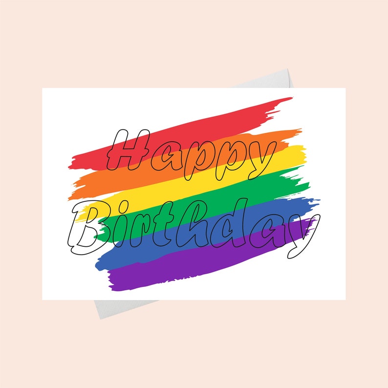 LGBT Flag Birthday Card/lgbt Flag Birthday Card Printable/happy ...