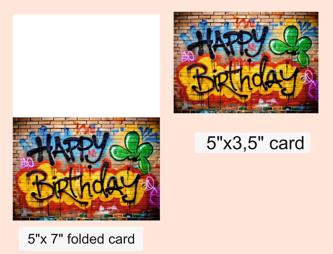 Graffiti Happy Birthday Drawing - Greeting Card/graffiti Card/digital ...