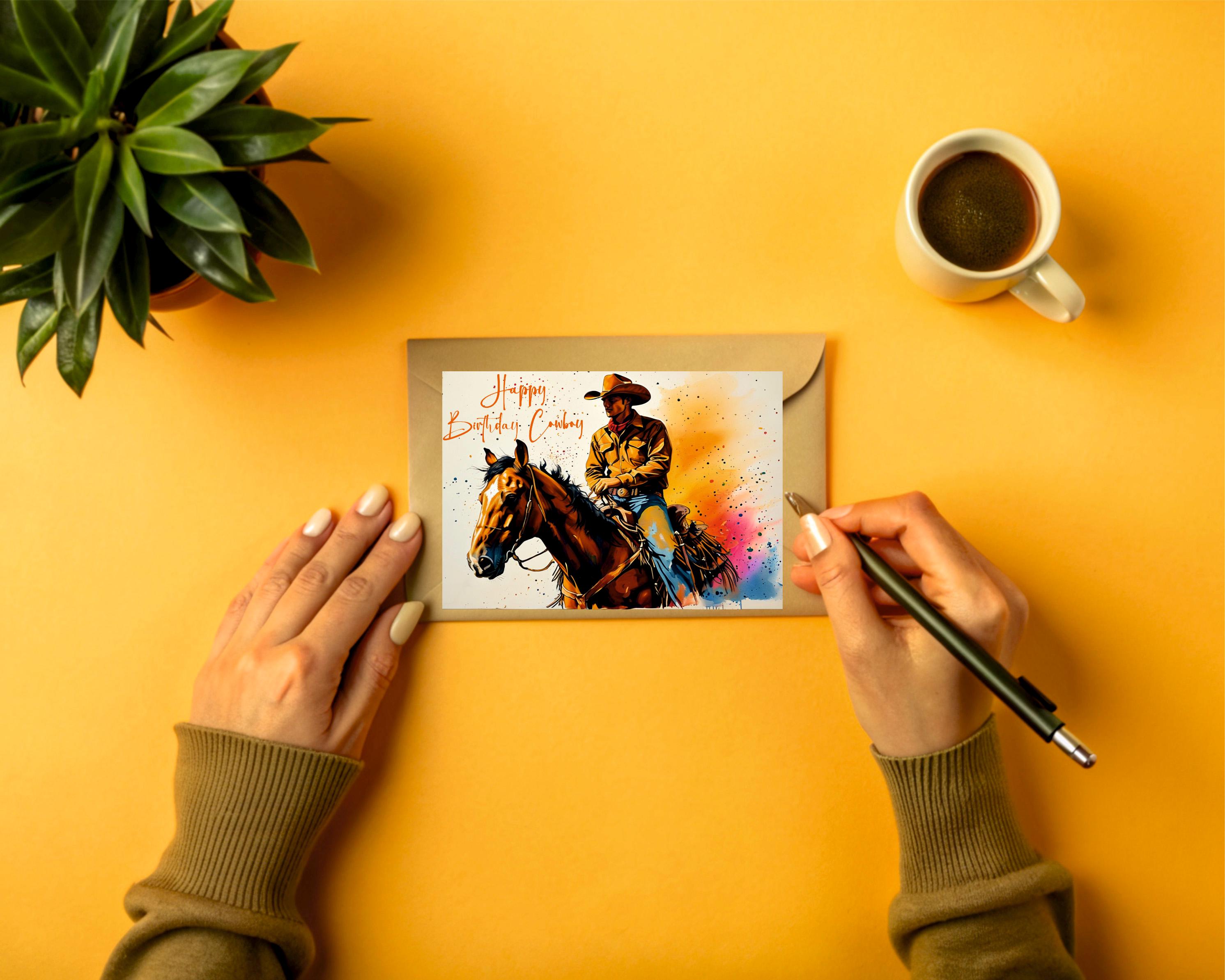 Happy Birthday Cowboy - Greeting Card/happy Birthday Card - Cowboy on ...