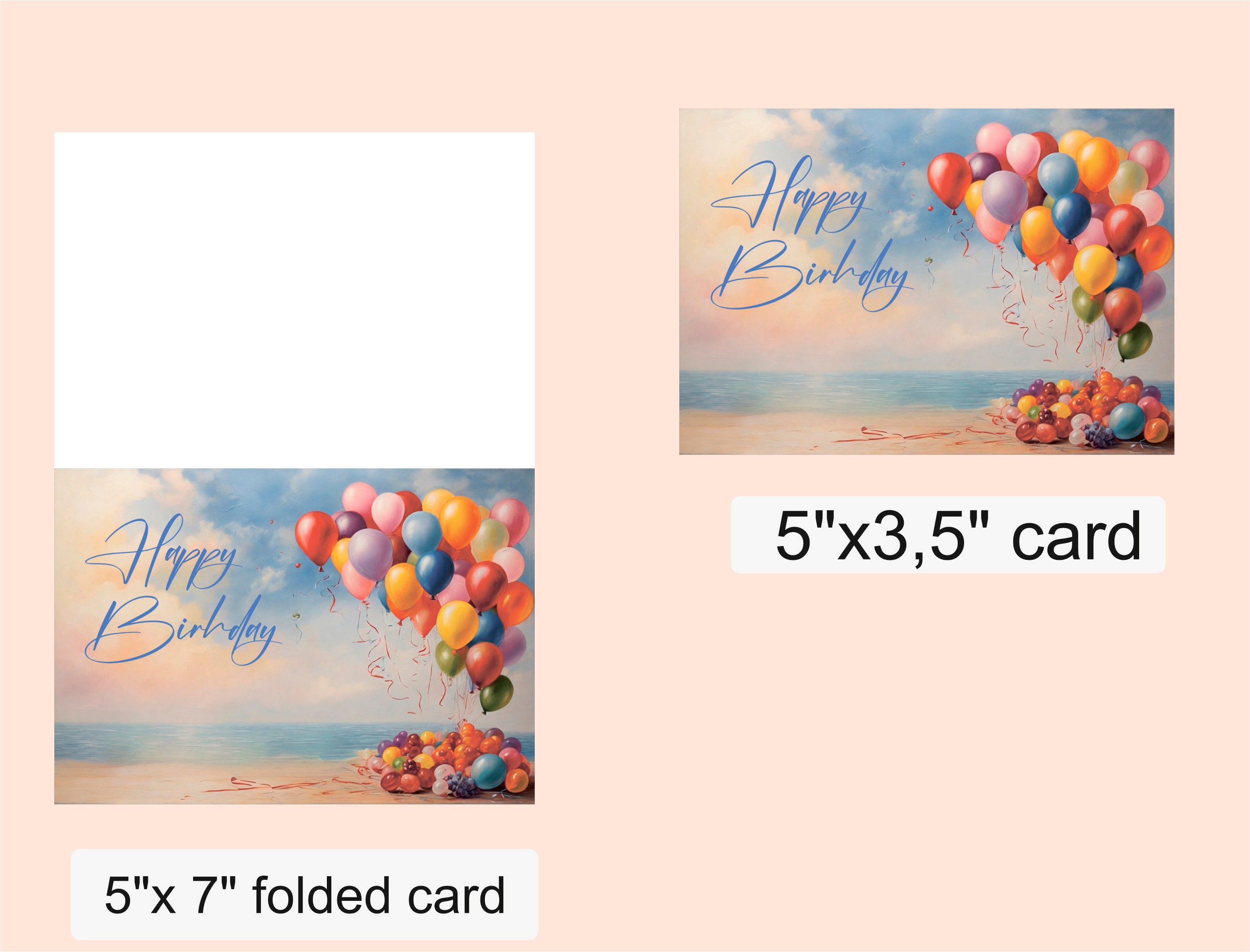 Printable Watercolor Balloons Birthday Card/digital Download/printable ...