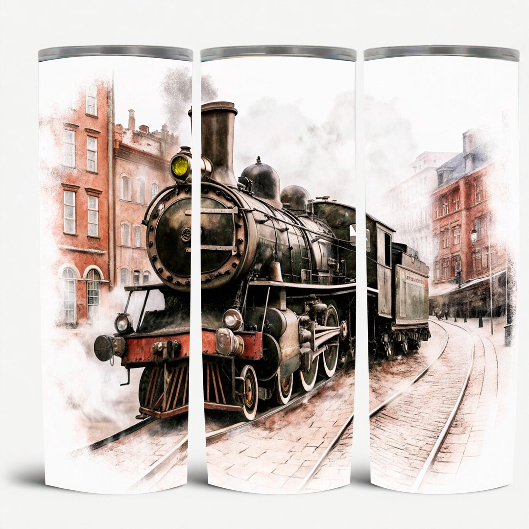 Vintage 20th Century Steam Locomotive 20oz Tumbler Sublimation Wrapper ...